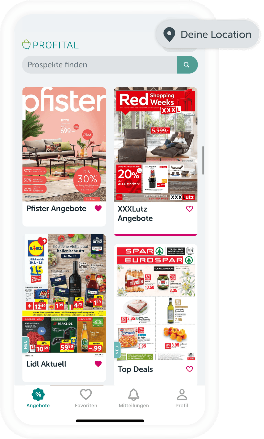 Aktionen & Rabatte von 100+ Schweizer Händlern in einer App | Profital