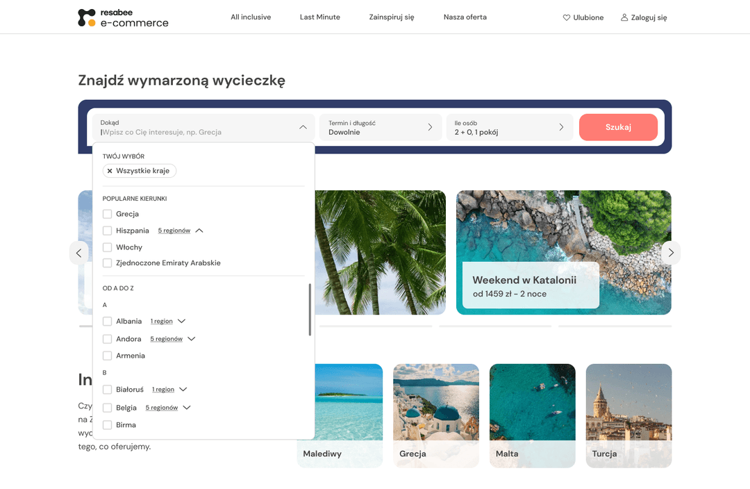 Resabee E-Commerce - strona www | Resabee Travel Tech