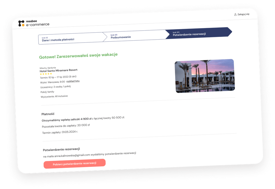 Resabee E-Commerce - strona www | Resabee Travel Tech