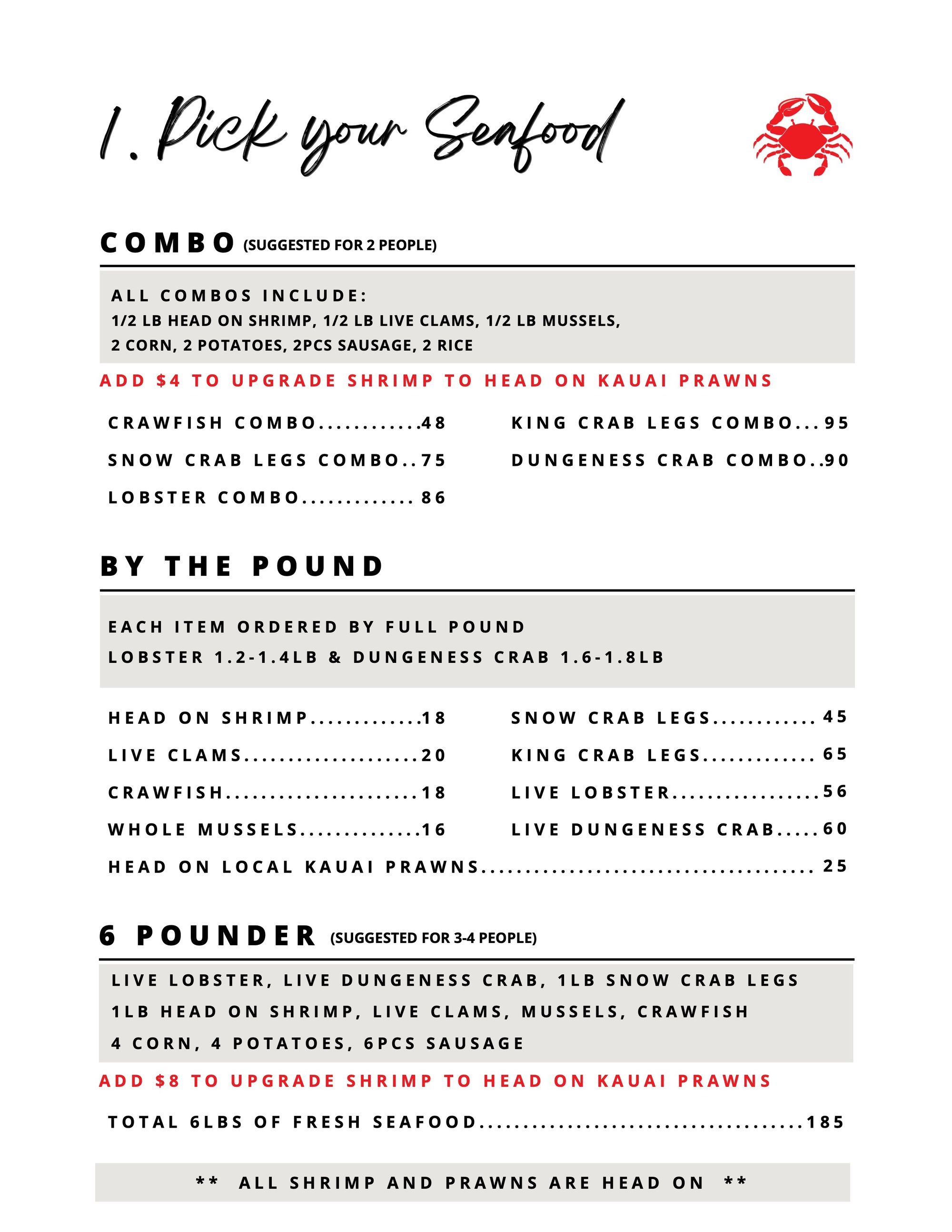 Honolulu Menu | Kickin Kajun