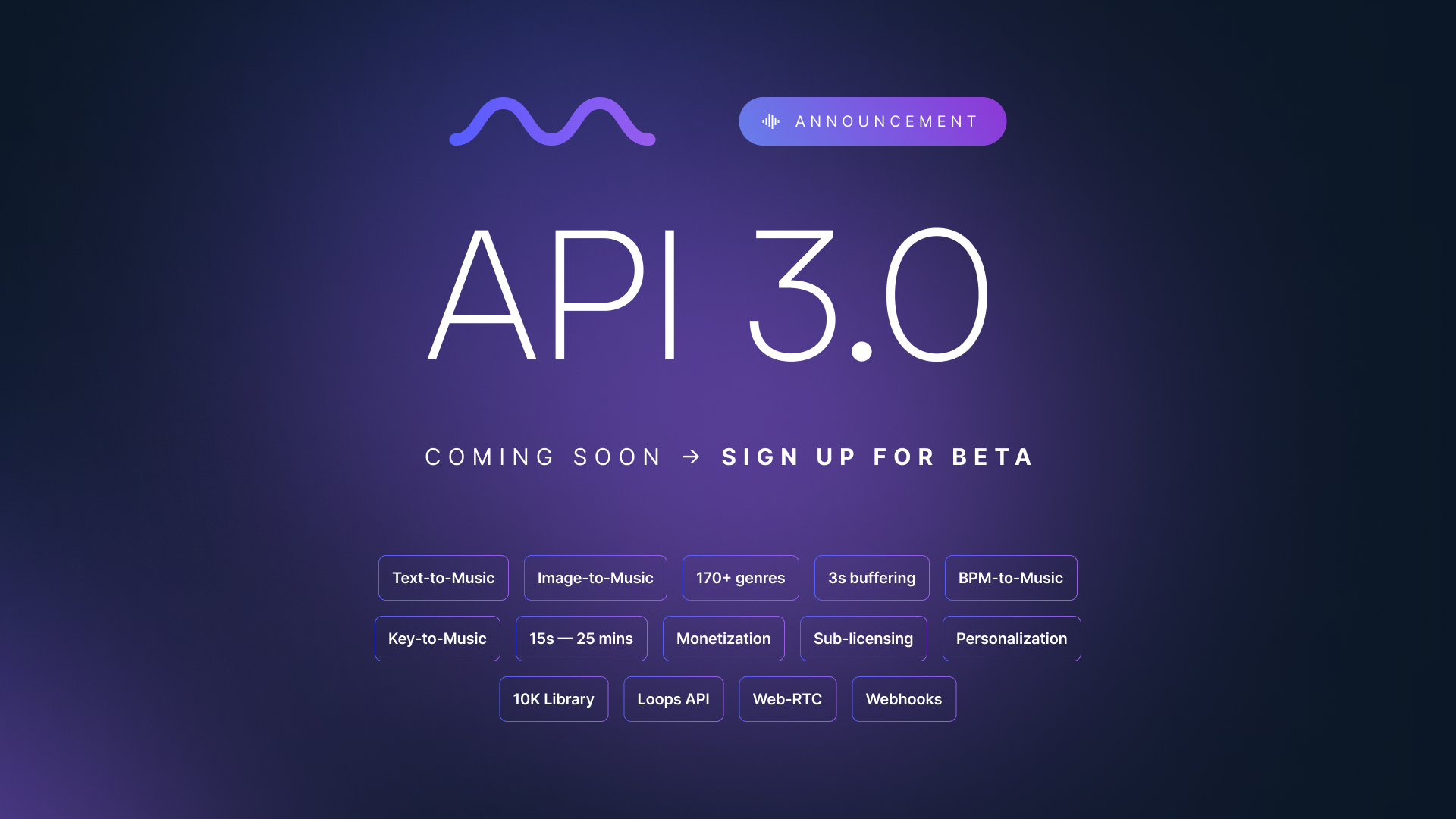 API 3.0 — Integrate AI music into your app, game or service