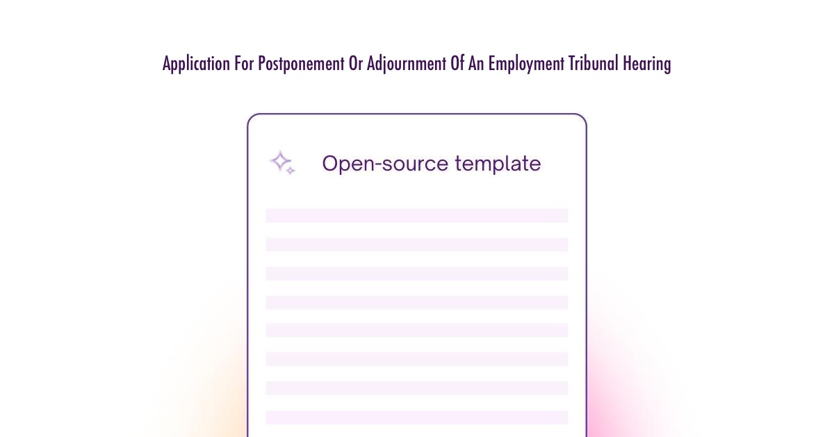 Application For Postponement Or Adjournment Of An Employment Tribunal ...