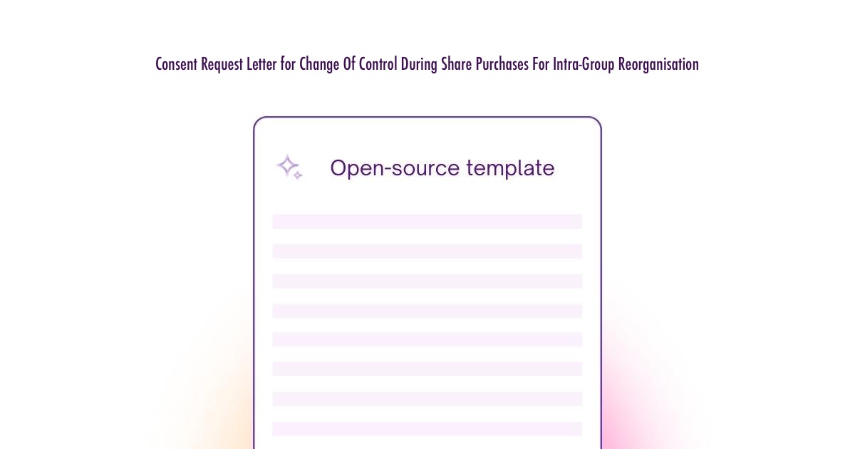 Consent Request Letter for Change Of Control During Share Purchases For ...