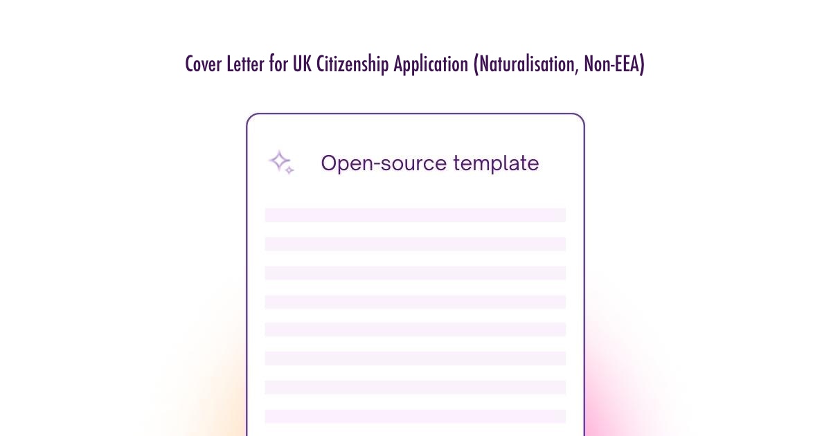Cover Letter for UK Citizenship Application (Naturalisation, Non-EEA ...