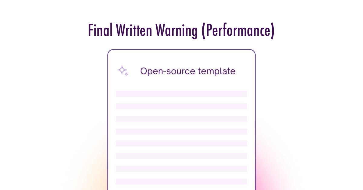 Final Written Warning (Performance) Template - UK