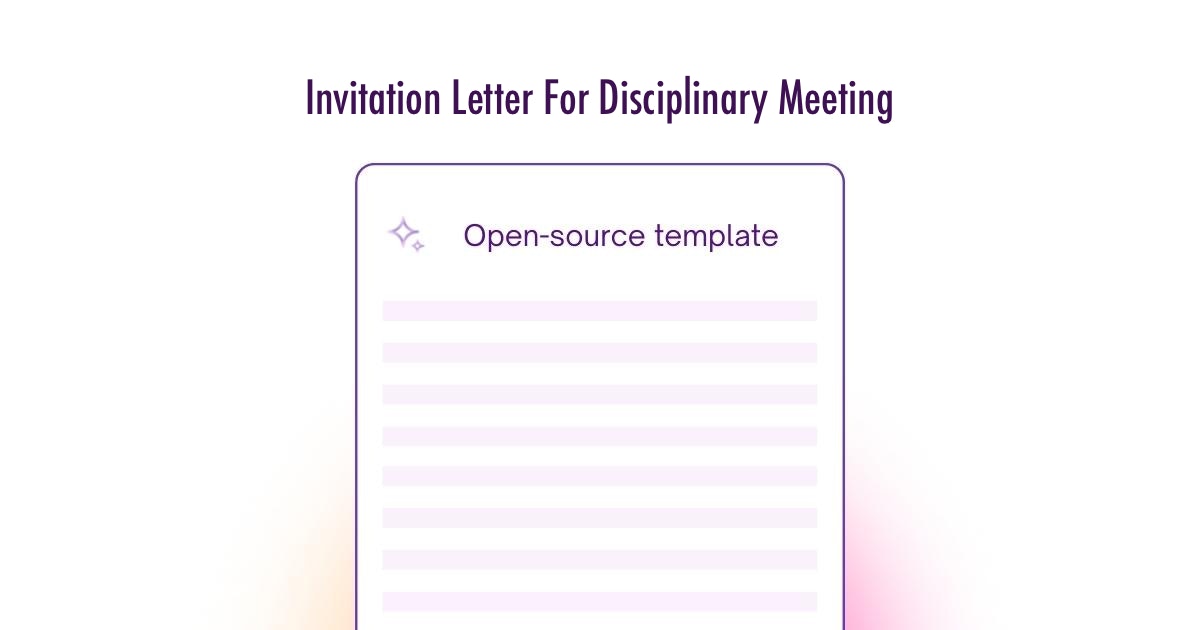 Invitation Letter For Disciplinary Meeting Template - UK