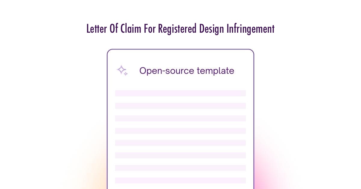 Letter Of Claim For Registered Design Infringement Template - UK