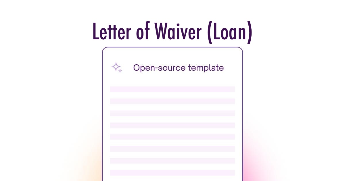 Letter of Waiver (Loan) Template - UK