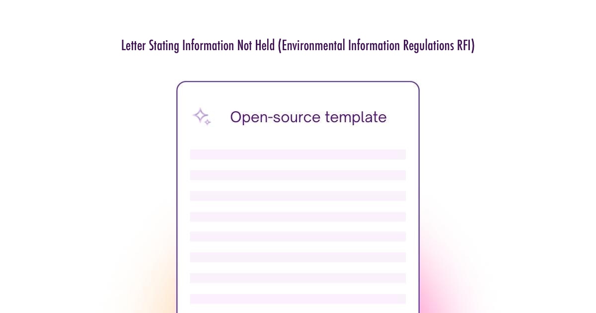 Letter Stating Information Not Held (Environmental Information ...
