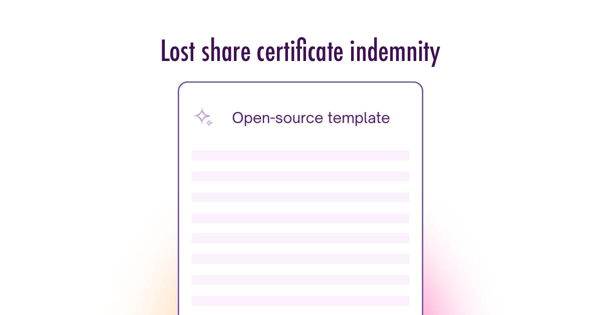 Lost share certificate indemnity Template - UK