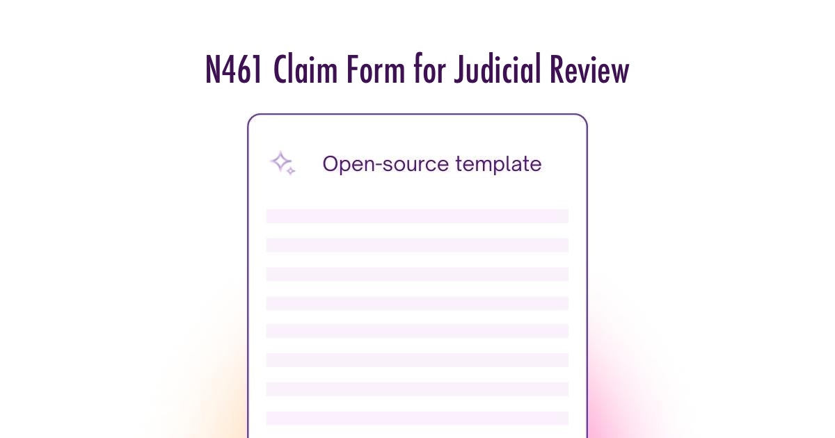 N461 Claim Form for Judicial Review Template - UK