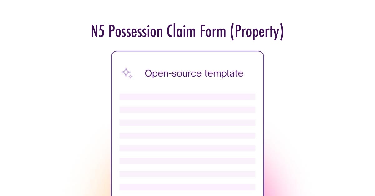 N5 Possession Claim Form (Property) Template - UK