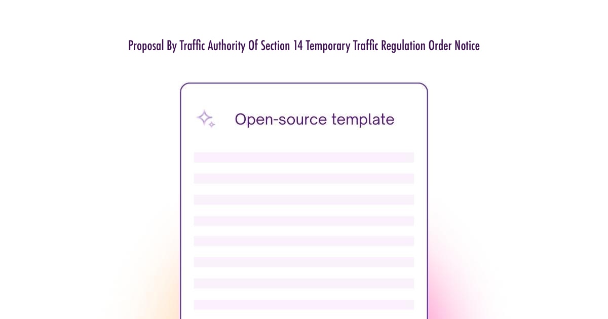 Proposal By Traffic Authority Of Section 14 Temporary Traffic ...