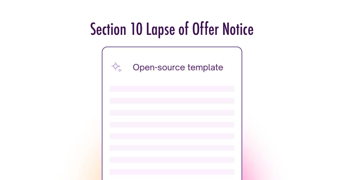 Section 10 Lapse of Offer Notice Template - UK