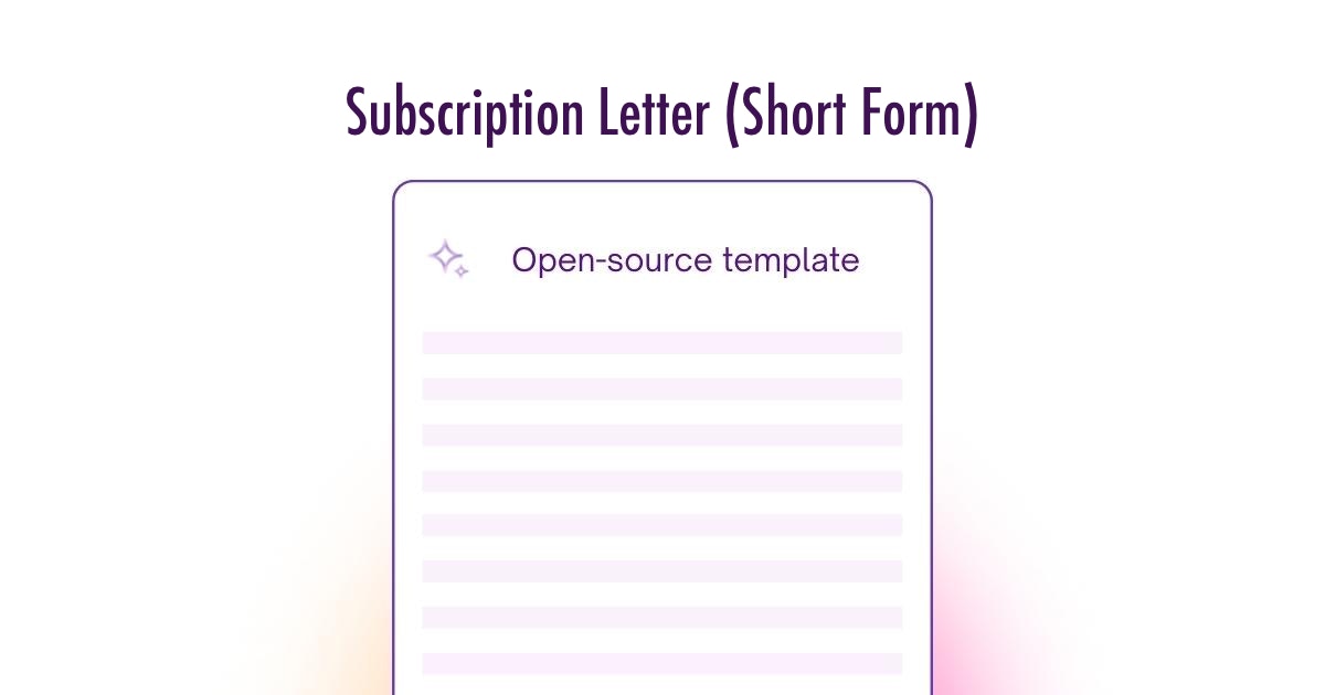 Subscription Letter (Short Form) Template - UK