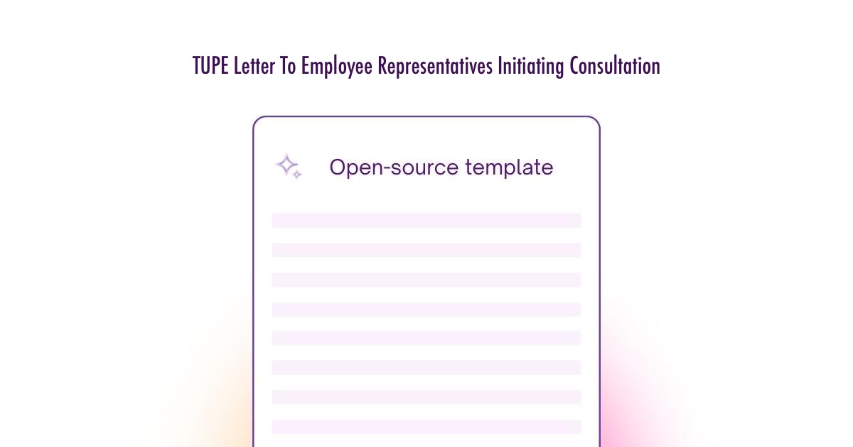 TUPE Letter To Employee Representatives Initiating Consultation ...