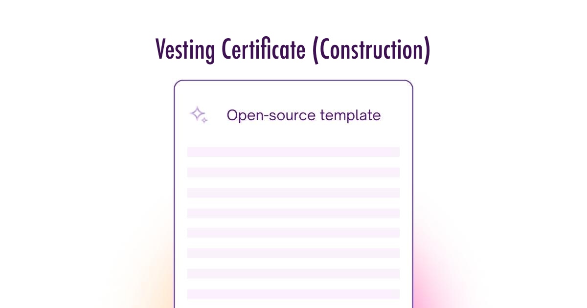 Vesting Certificate (Construction) Template - UK