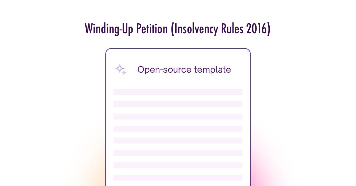 Winding-Up Petition (Insolvency Rules 2016) Template - UK