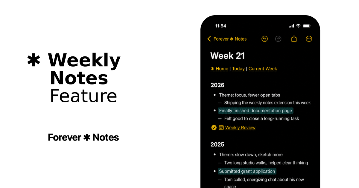 Weekly Notes Extension - Forever Notes