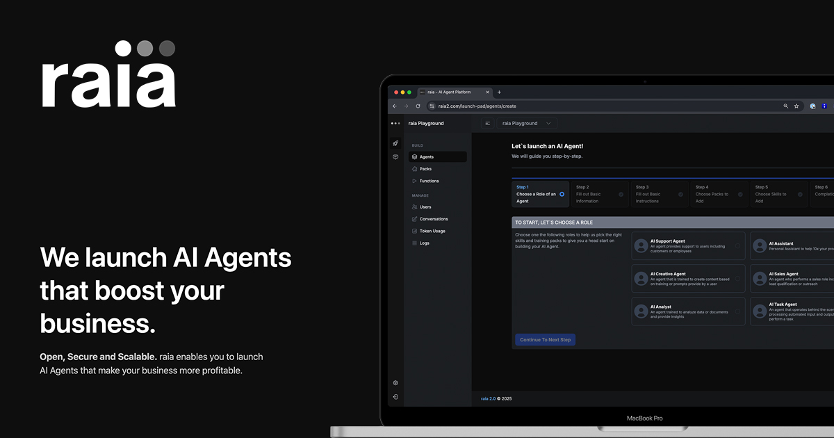 raia Launch Pad - our AI Agent Platform to building your AI Agentic workforce