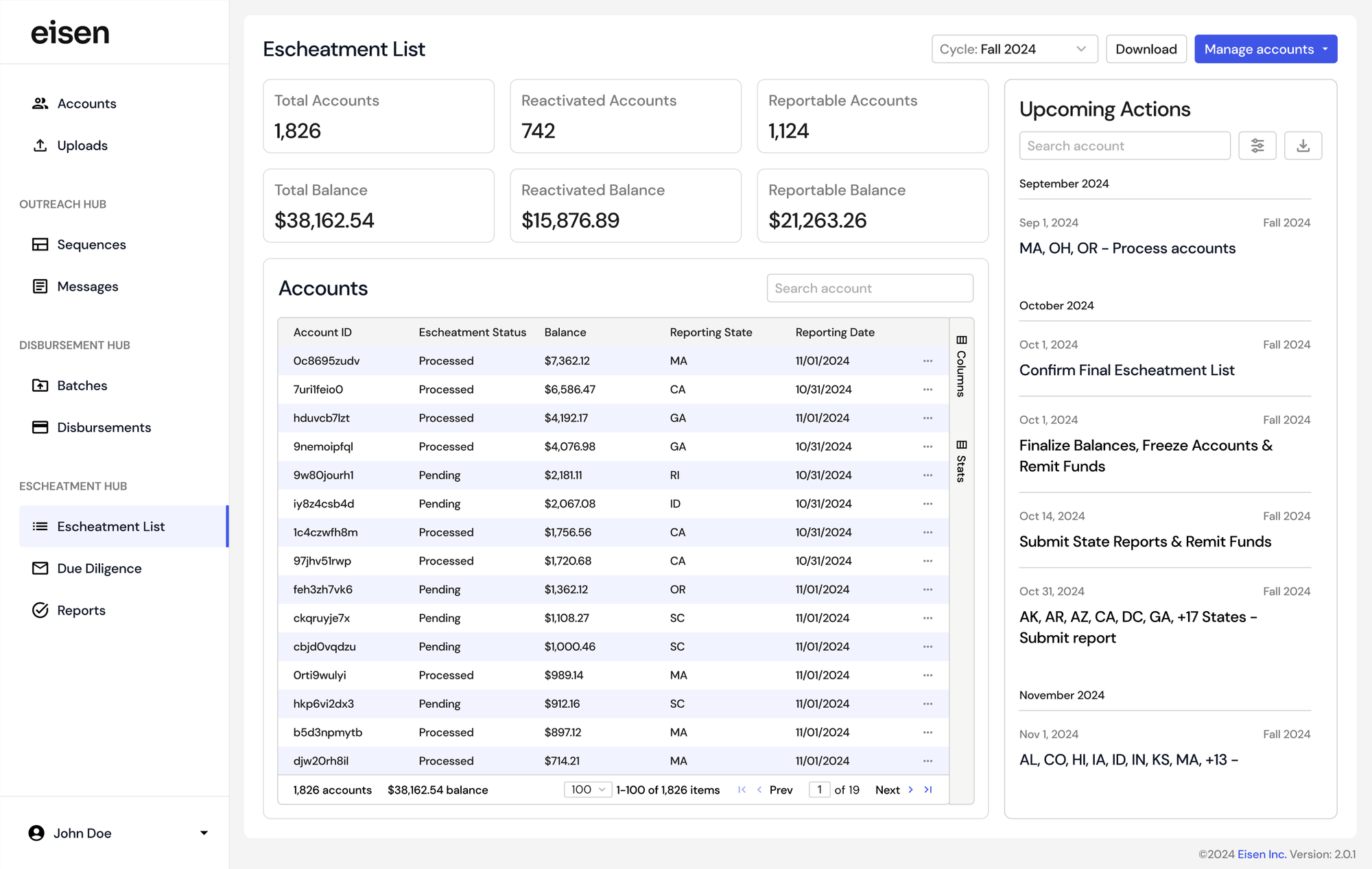 Escheatment Compliance Solution | Eisen