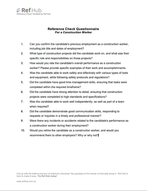 Free Reference Check Templates | Download Now