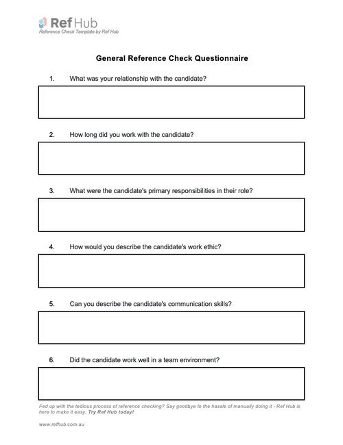 Free Reference Check Templates | Download Now