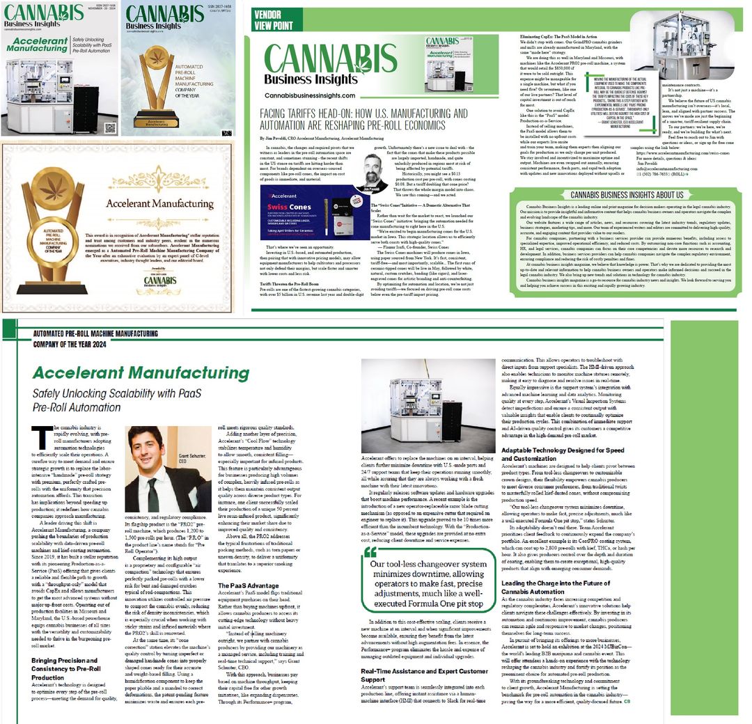 Pre-Roll Machine | Kief-coating Automation | US-Made Pre-roll Cones