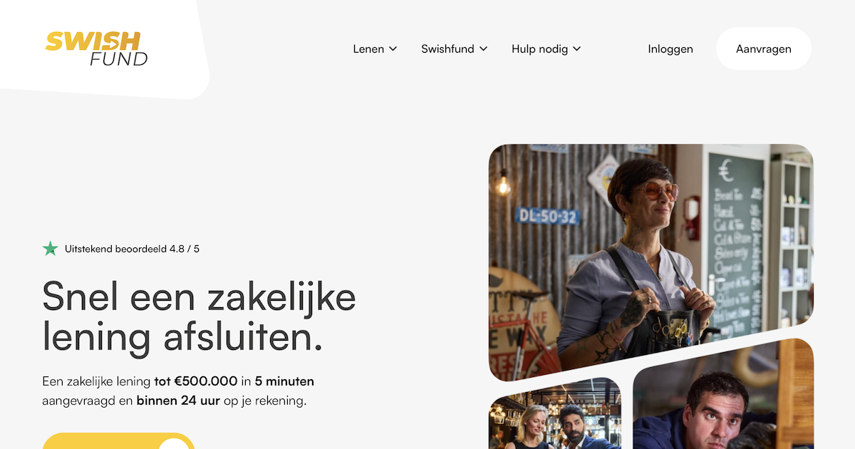 Snel een zakelijke lening afsluiten? Swishfund