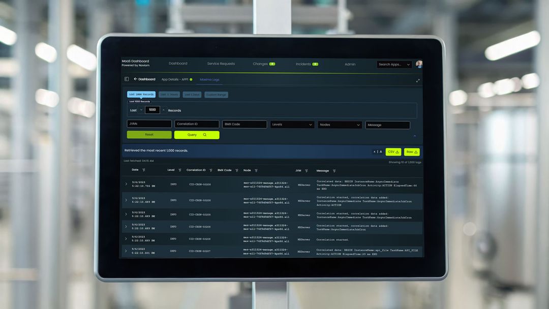 Naviam Cloud Dashboard | Real-Time Maximo Monitoring