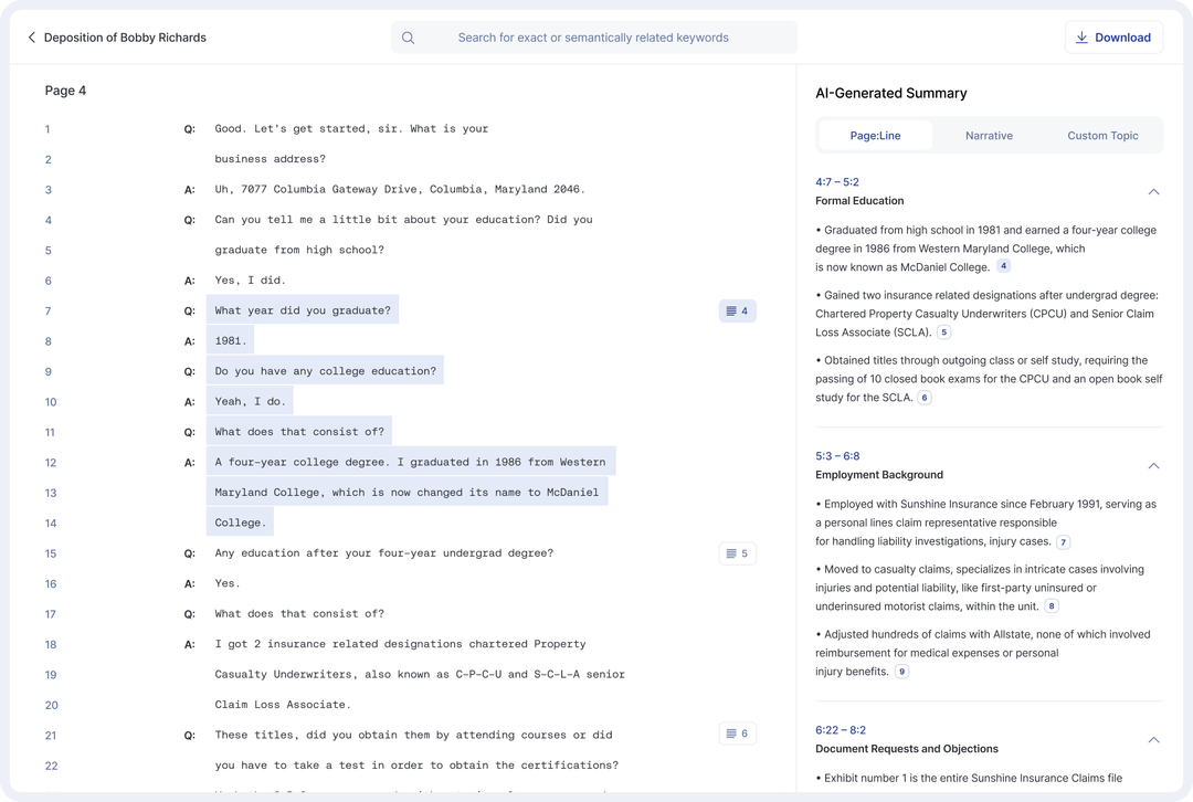 AI-Generated Deposition Summaries Ready in Minutes.