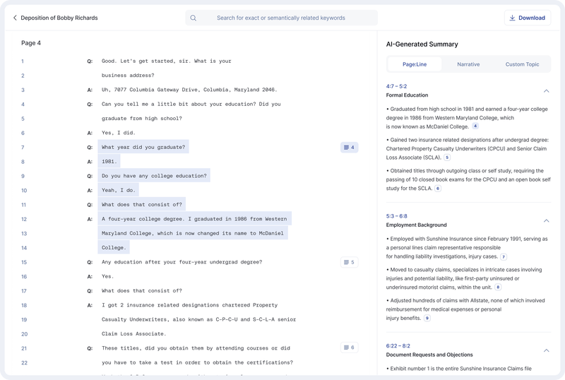 AI-Generated Deposition Summaries Ready in Minutes.