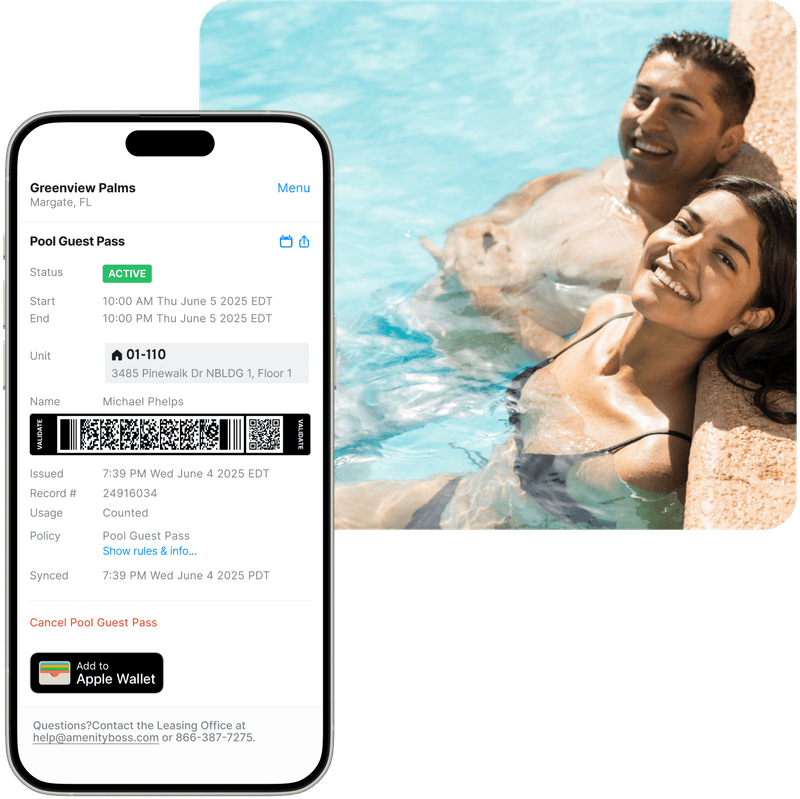 Digital Pool Passes for Residents | Amenity Boss
