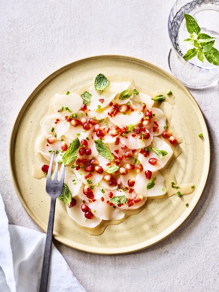 FODMAP Ceviche van sint-jakobsvruchten met granaatappel - Recepten van ...