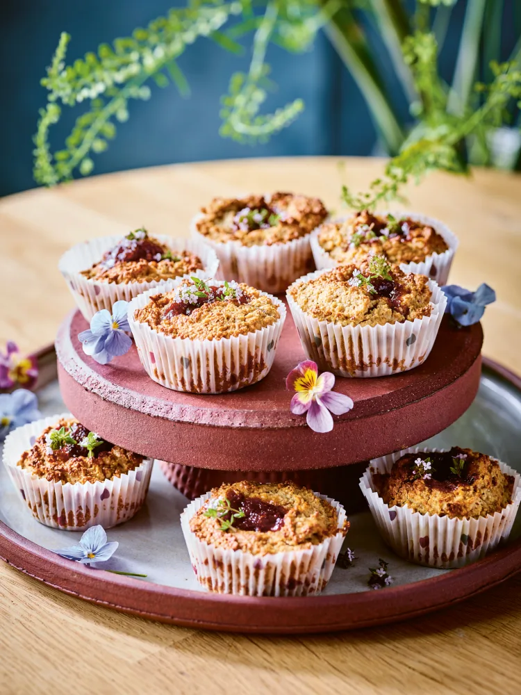 FODMAP Muffins met spread van aardbeien en tijm - Recepten van Sandra ...