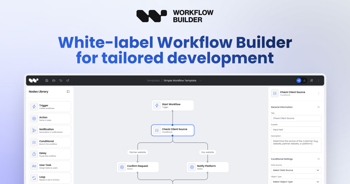White-label workflow builder to adapt and develop
