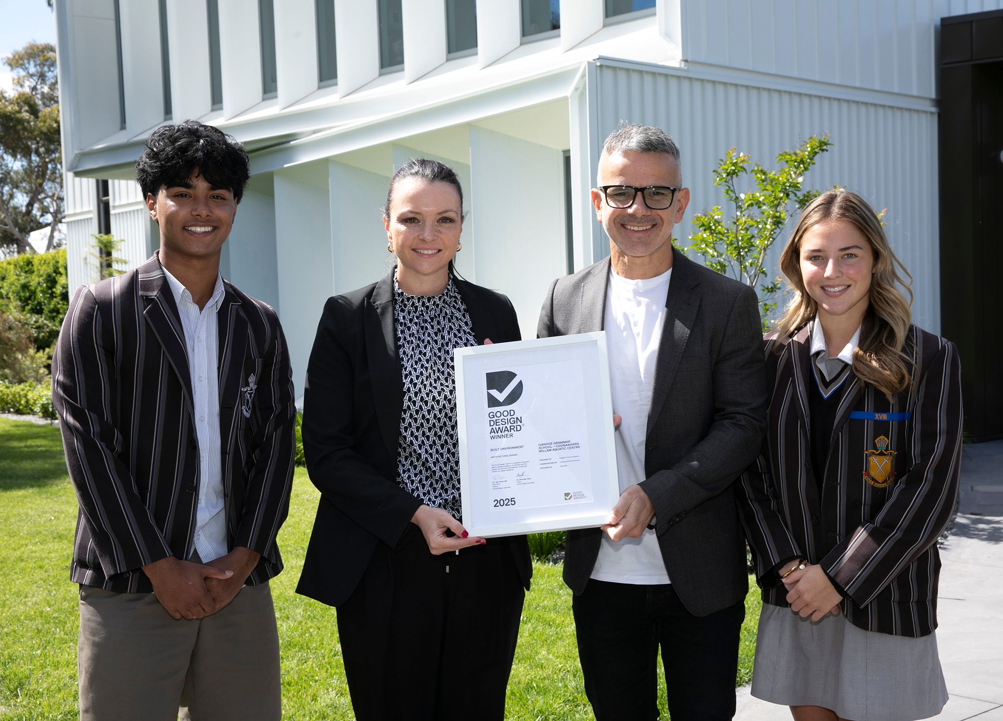 Peddle Thorp Presents Good Design Award Certificate to Ivanhoe Grammar ...