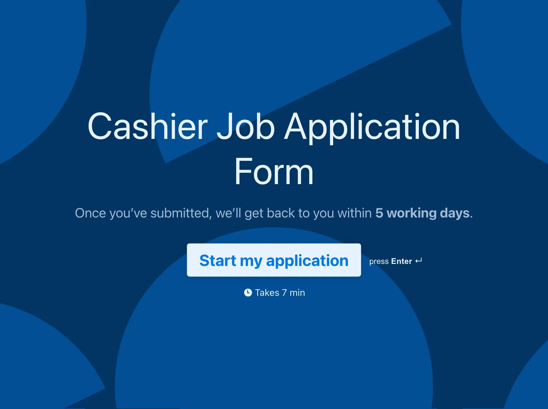 Cashier Job Application Form Template