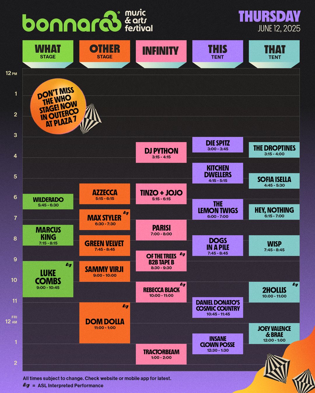 Schedule | Bonnaroo Music & Arts Festival