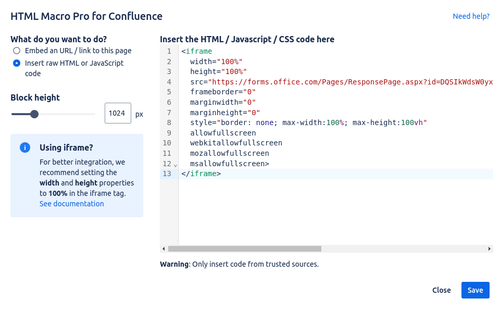 HTML Macro Pro for Confluence