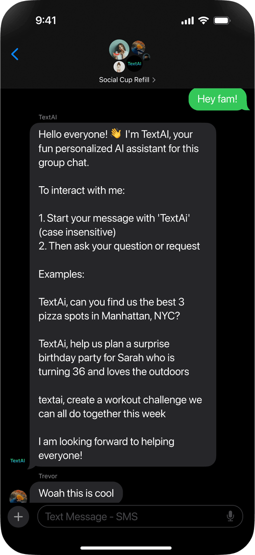 Text.ai - Your Group AI Assistant, Available 24/7 via SMS