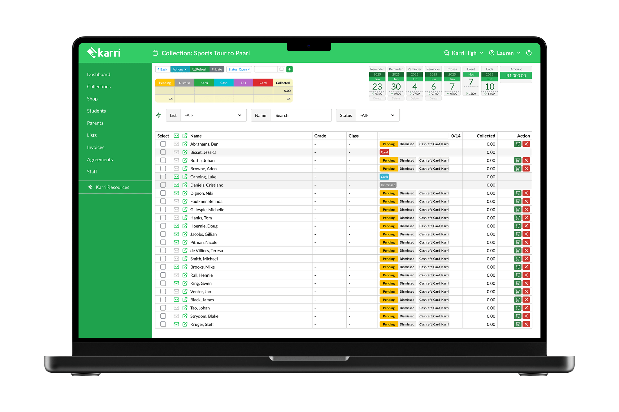 Cashless school payments