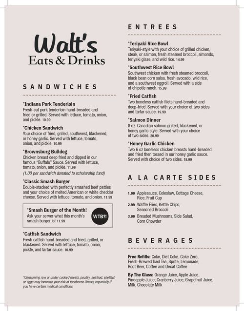 Menu | Walt's Eats & Drinks
