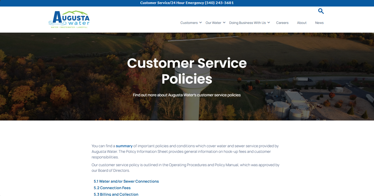 Customer Service Policies | Augusta Water