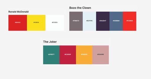 +20 Clown Colors Palette with HEX Codes - Eggradients.com