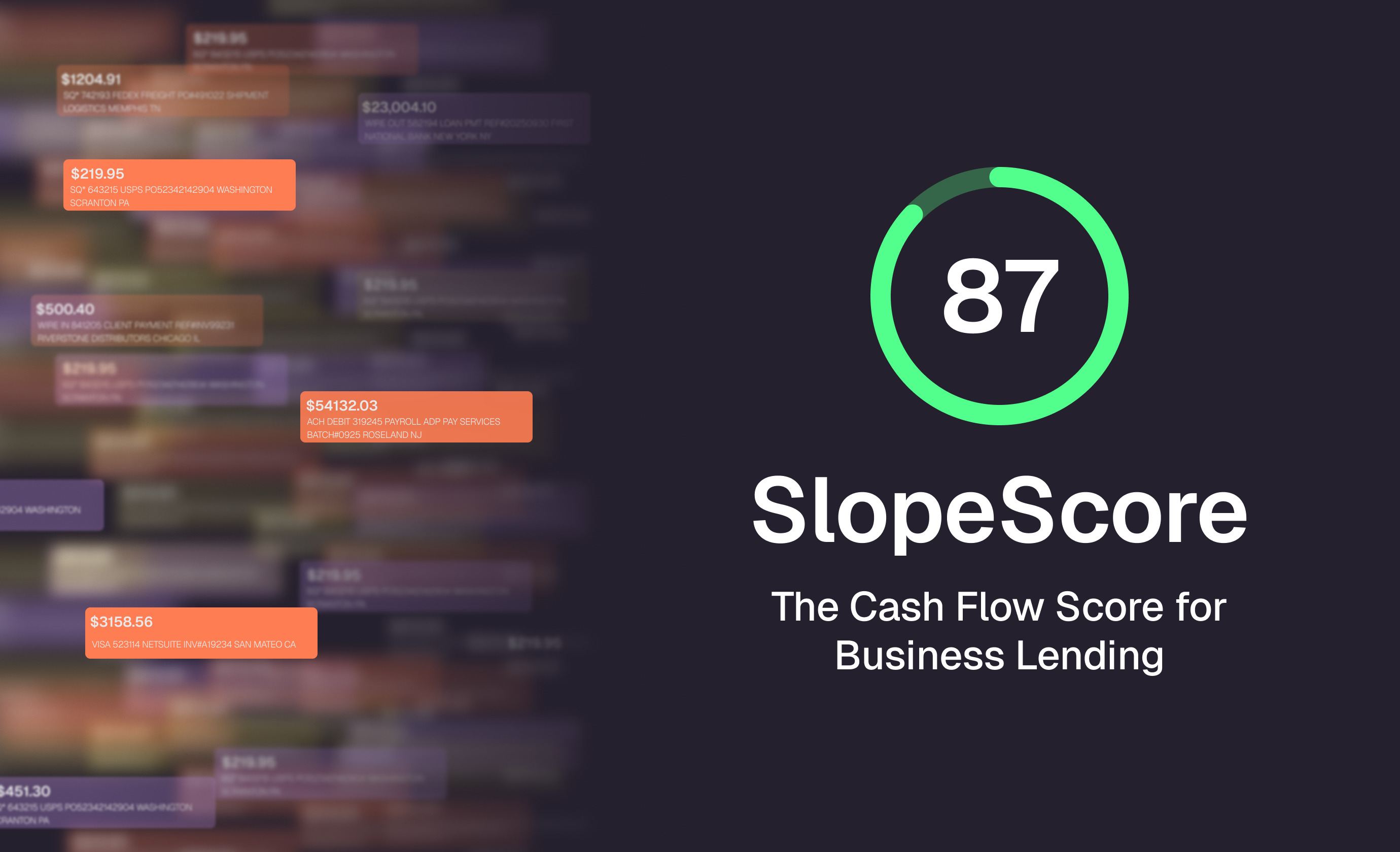 SlopeScore - The Cashflow Score for Business Lending | Slope