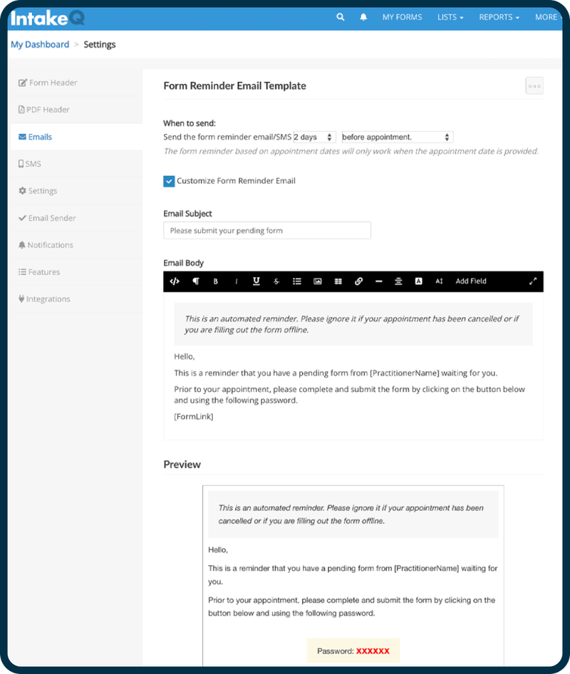 Automated Client Form Reminders | Reduce No-Shows