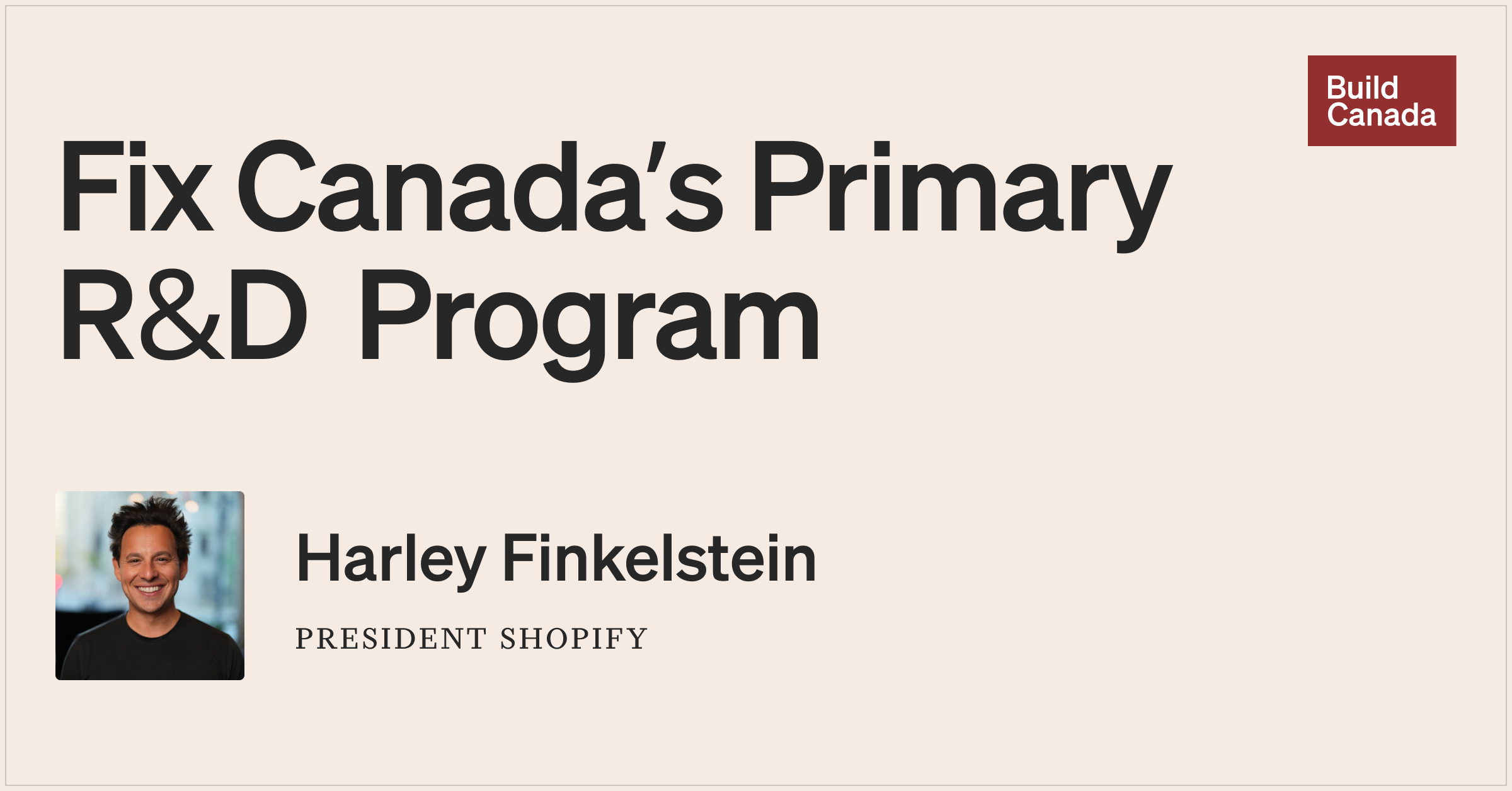 Fix Canada’s Primary R&D Program