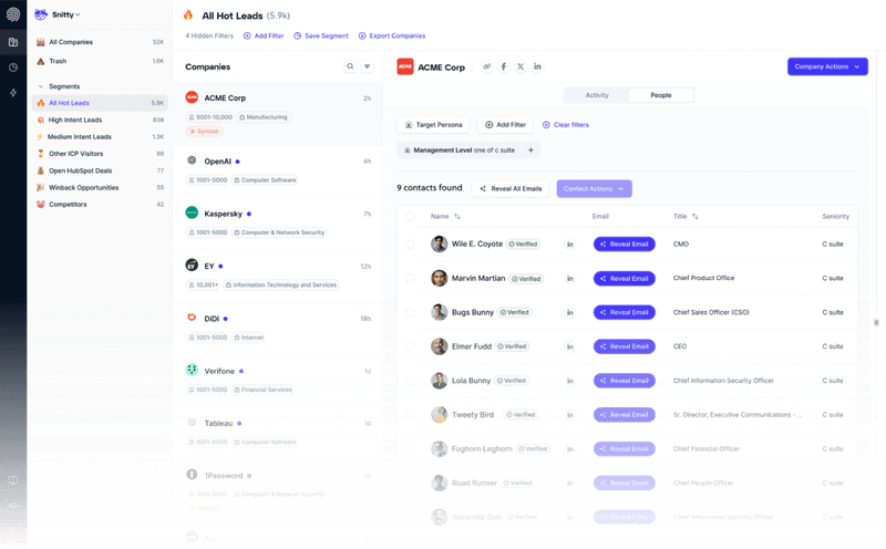 Snitcher — Made for Marketing teams