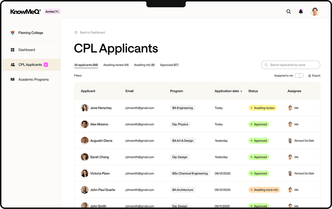 ArchieCPL | Credit For Prior Learning Assessment Tool